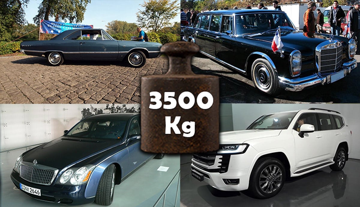 10 cars that weigh around 3500 kg(kilograms)